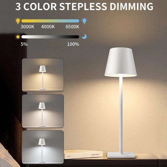 2024 RECHARGEABLE LAMP Cordless Table Lamp LED Dimmable Lamp Night ...