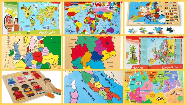 WOODEN PUZZLES WORLD Map Flags Globe Geography German Children Kids ...