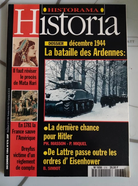 REVUE HISTORIA 1994 déc n° 576 DEC 1944 LA BATAILLE DES ARDENNES EUR 7 ...