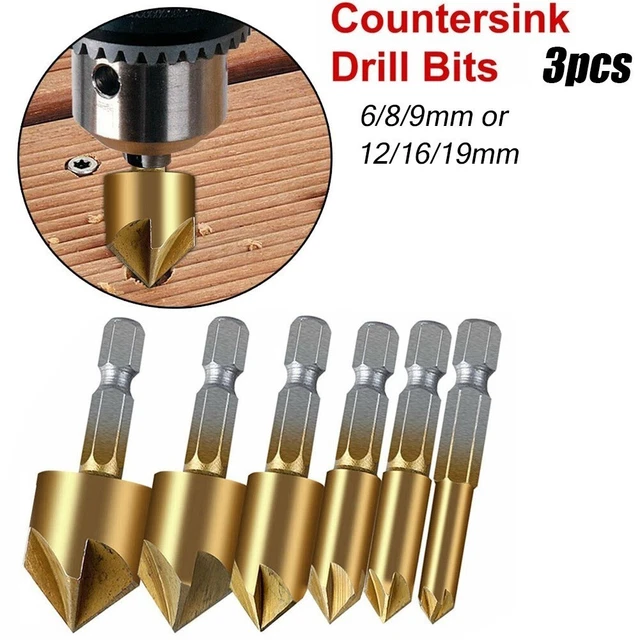 WOOD CHAMFER COUNTERSINK HSS Countersink Drill Bit Set High Speed Steel ... WOOD CHAMFER COUNTERSINK HSS Countersink Drill Bit Set High Speed Steel ...