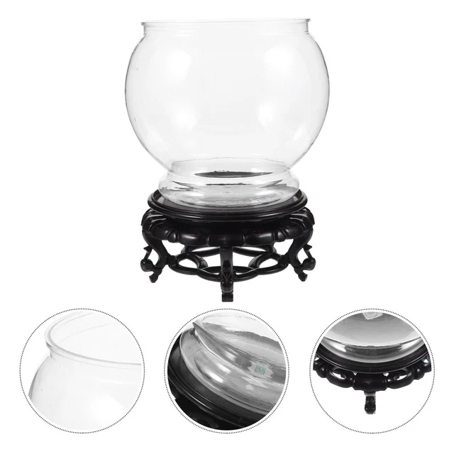 PLASTIC FISH TANK Aquarium Fish Bowl Clear Fish Container with Base For ...