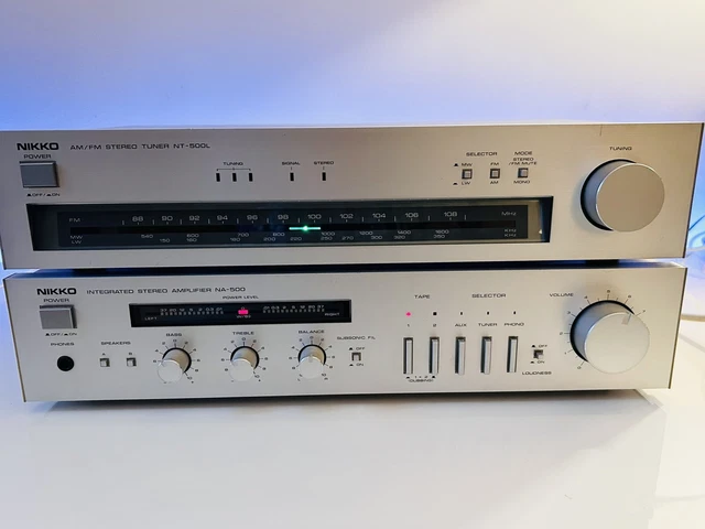 NIKKO NA-500 INTEGRATED Stereo Amplifier & NT-500L AM/FM Stereo Tuner ...