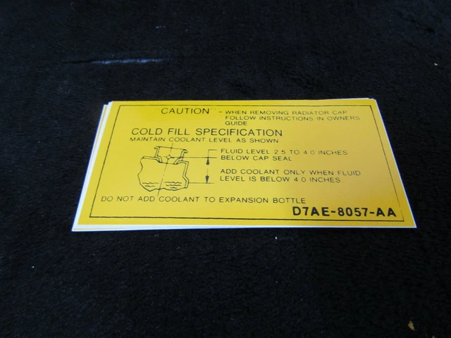 1977 - 1986 Ford F100 F150 F250 F350 Bronco Econoline Coolant Caution ...
