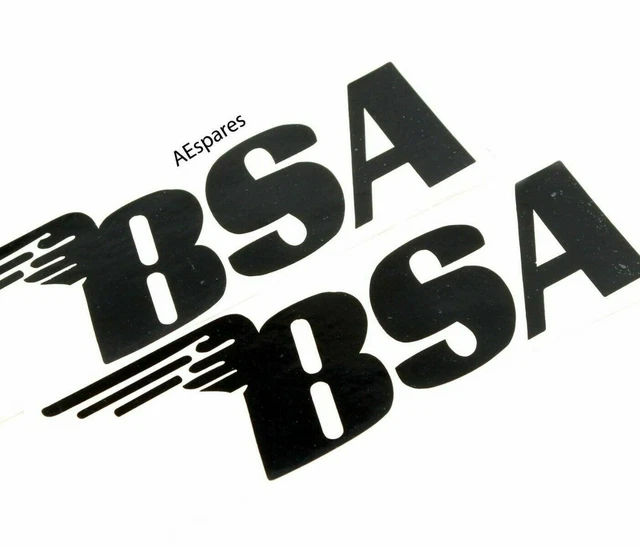 FITS BSA LOGO Stickers Decal Black Pair A65 A10 B44 B25 A75 Bsa All ...