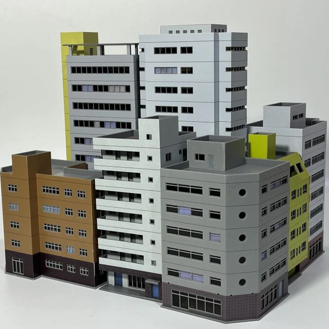 1/150 SCALE DIORAMA Building Model City Street Railway Scene ...