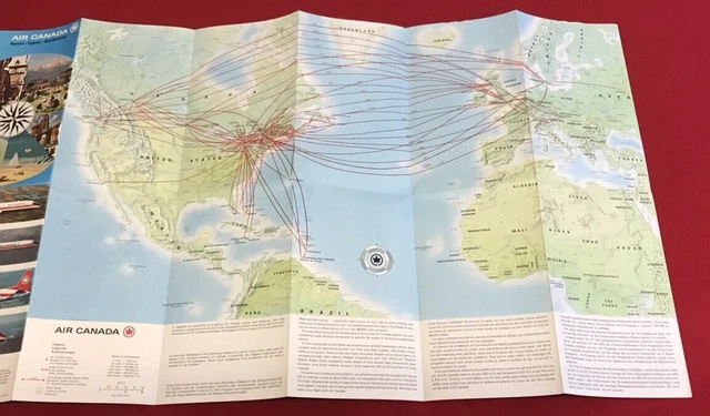 VINTAGE AIR CANADA Route Maps Travel Airline Brochure 1960s-1970s £12. ...