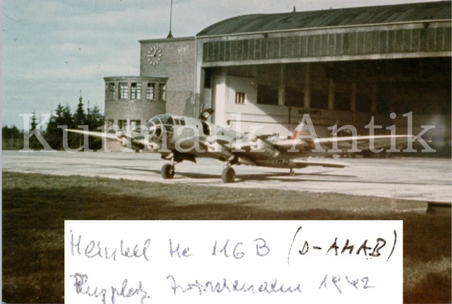 D172 FOTO WEHRMACHT Archiv Repro WL Farbe colour Flugzeug Heinkel He116 ...