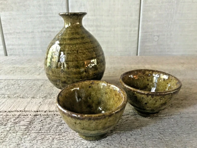 VINTAGE SAKE SET Japanese Earthenware Hand Thrown Pottery £17.33 ...