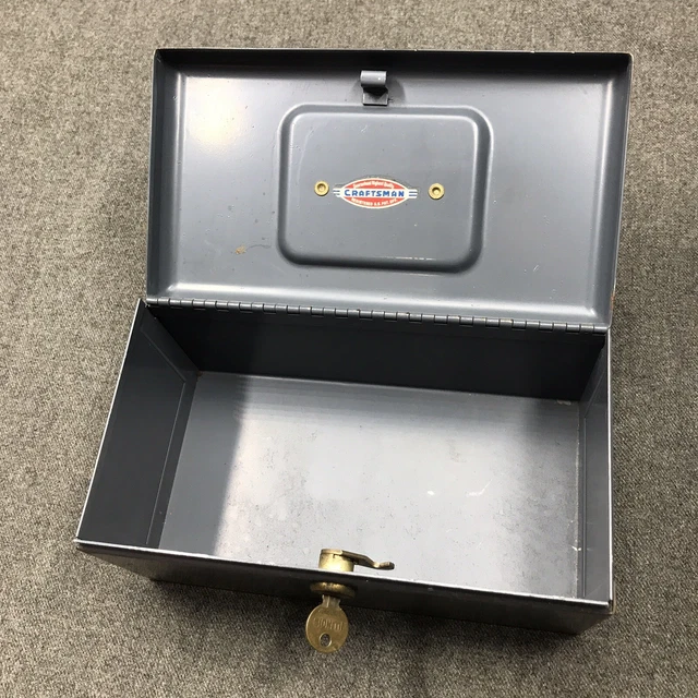 VINTAGE CRAFTSMAN METAL Locking Tool Cash Lock Box w/ Key Gray $39.99 ...