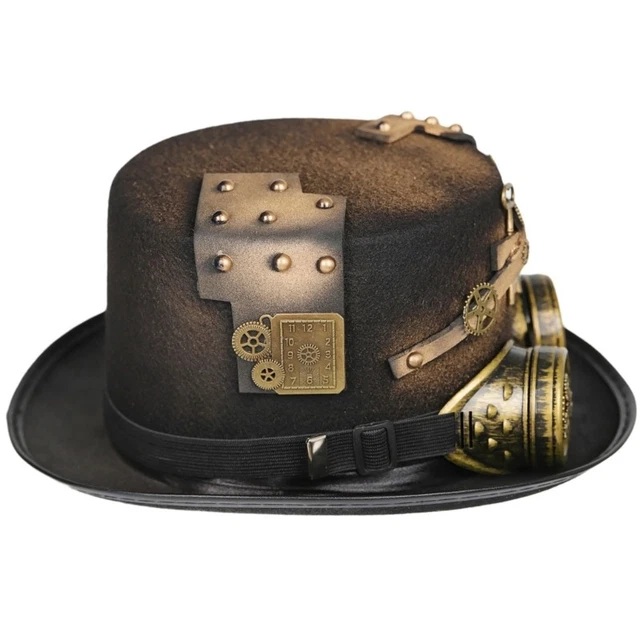 STEAMPUNK TOP HAT With Goggles For Men Gay Bowler Top Hat Costume Party ...