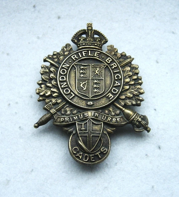 WWI ERA 5TH Battalion, London Rifle Brigade, Cadets White Metal Hat ...