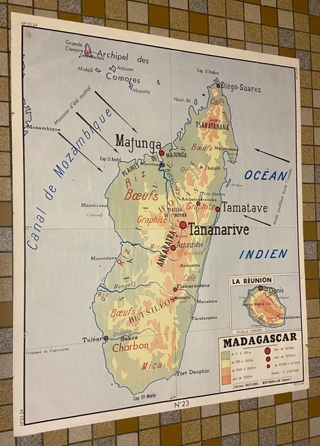 AFFICHE SCOLAIRE &MADAGASCAR - COMMUNAUTÉ FRANÇAISE" 75 x 90 cm années ...
