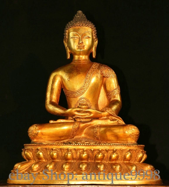 16.1'' OLD TIBET Temple Brozne Gilt Sit Menla Medicine Medical God ...