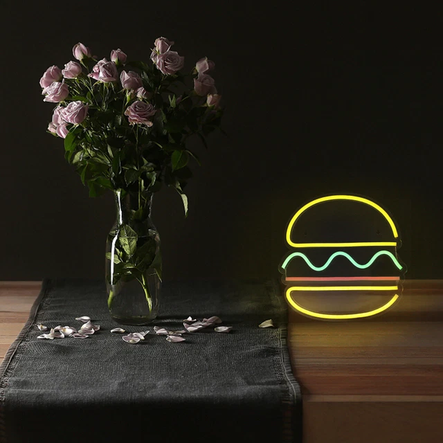 LED NEON SIGNS Cheeseburger Hamburg Modeling Lamp Shaped Night Light £ ...