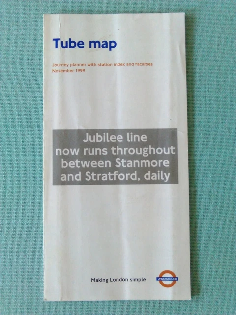LONDON UNDERGROUND TUBE Map November 1999 £3.20 - PicClick UK