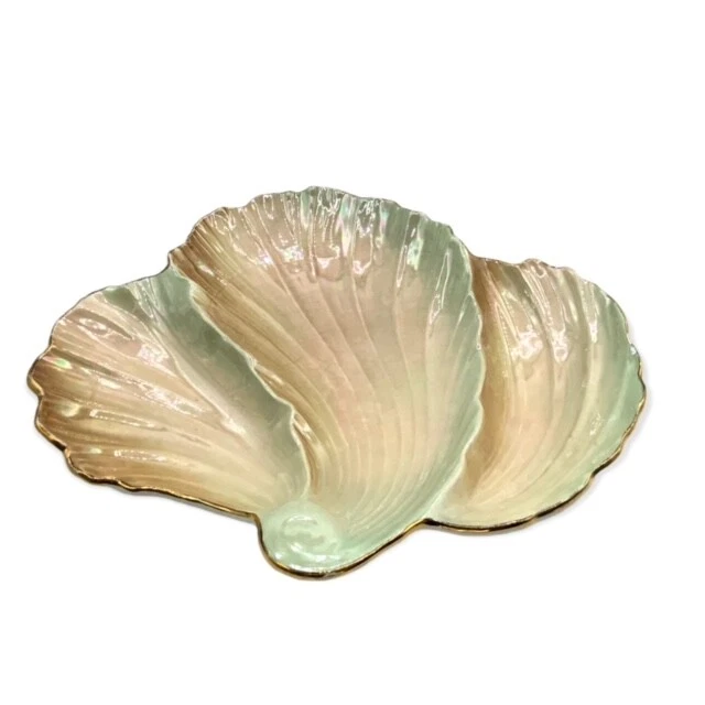 VINTAGE ROYAL WINTON Lusterware Shell Candy Dish Iridescent Green Pink ...