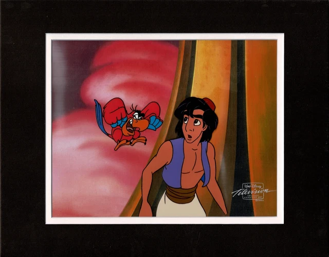 ALADDIN IAGO DISNEY TV Animation Cel and 2 Drawings Matted 1994 19 C-A ...