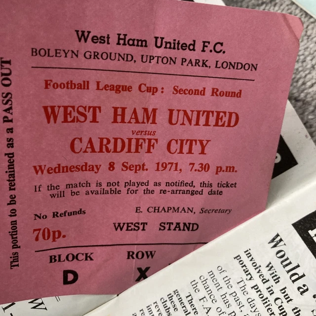 2 WEST HAM Programmes 1971 “Hammer” Liverpool And Cardiff city £5.00 ...