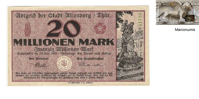 20 MILLIONS MARKS German Emergency note Grossnotgeld issued by ...