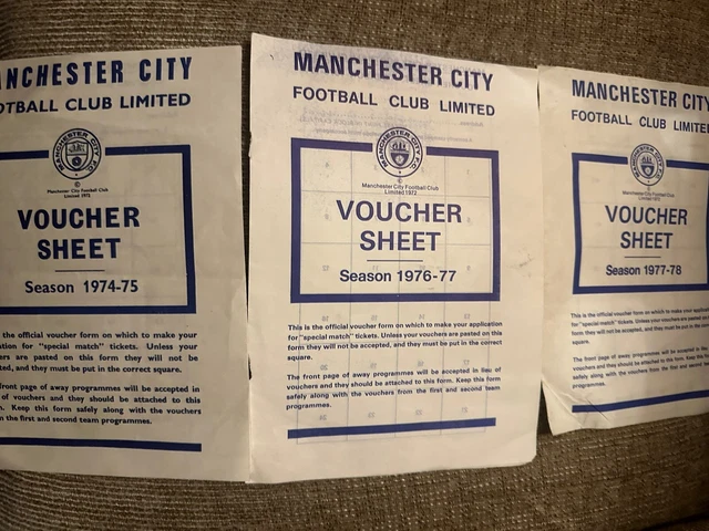 MANCHESTER CITY (3) Unused Token Sheets 1970s. £0.50 - PicClick UK
