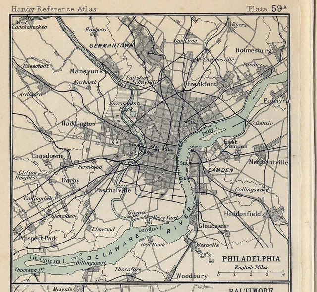 1912 ANTIQUE MAP Of Ne Usa Great Lakes New York / Verso Philadelphia ...
