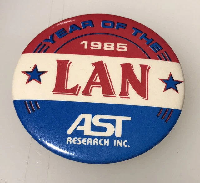 1985 AST RESEARCH LAN Adapter Computer IT PC Local Network Button Pin ...