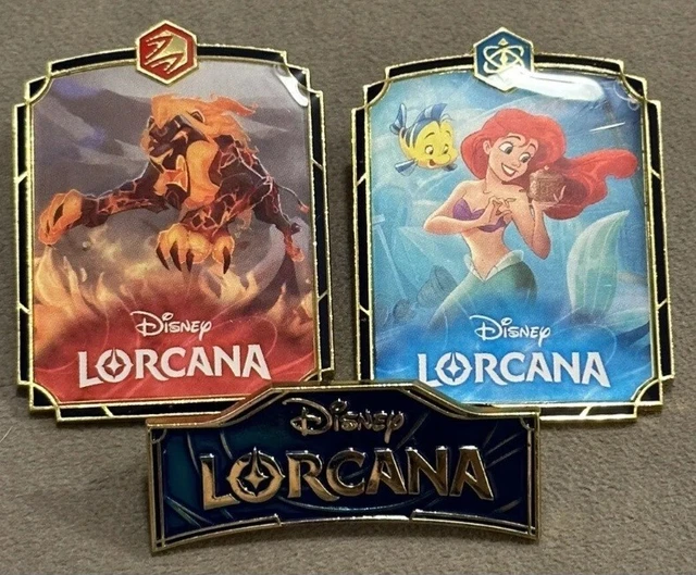 DISNEY LORCANA THE First Chapter PROMO PIN SET OF 3 Ariel Scar Lorcana ...
