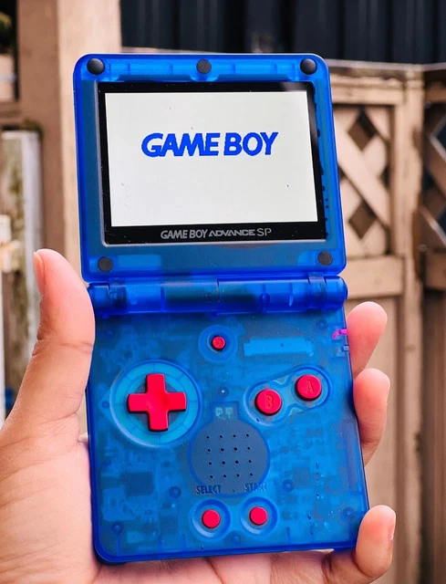 CHRISTMAS GIFT GAMEBOY Advance SP Modded Clear Blue Console IPS Backlit ...