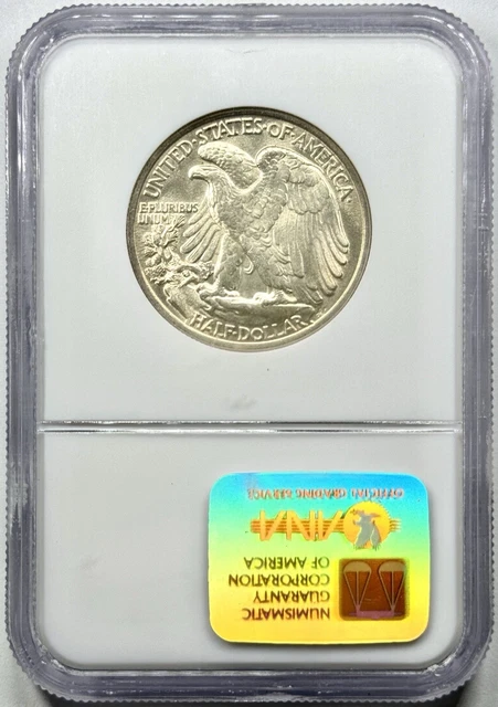 1937 50C WALKING Liberty Half Dollar NGC MS63 Vintage Brown Label ...