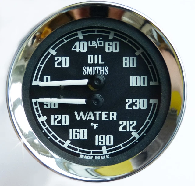 SMITHS OIL PRESSURE & Water Temperature Gauge, MGB Sprite Midget etc ...