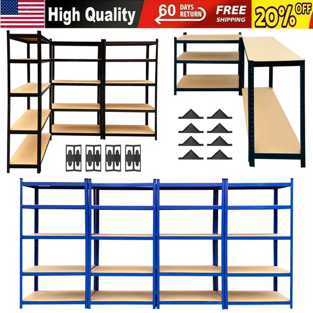 5 TIER HEAVY Duty Boltless Metal Shelving Shelves Storage Shelf Garage ...