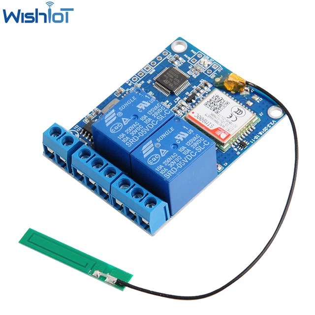 2 CHANNEL RELAY Module SMS GSM Remote Control Switch SIM800C ...