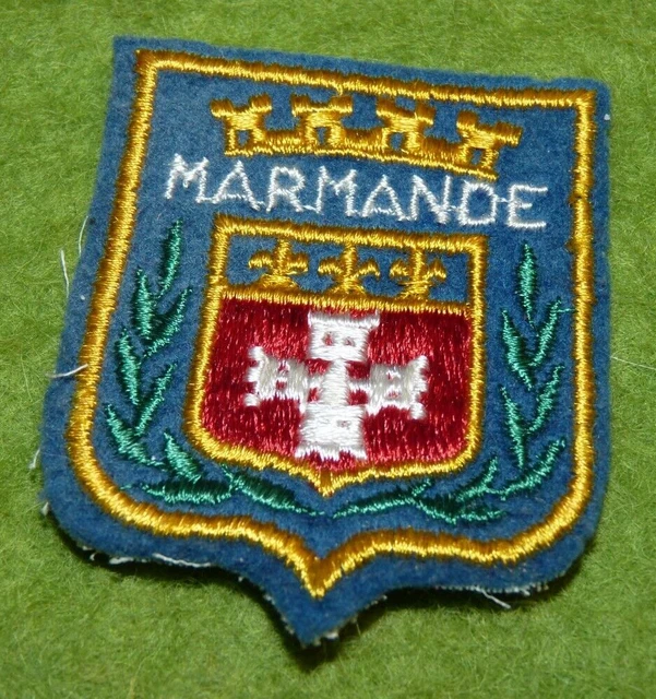 ANCIEN ÉCUSSON À coudre en feutre brodé blason de Marmande neuf Vintage patch EUR 5,00 - PicClick FR