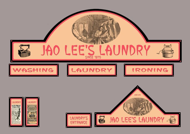 PLAYMOBIL WESTERN * Jao Lee ´s Laundry *autocollant - Sticker Maison Western EUR 3,00 - PicClick FR