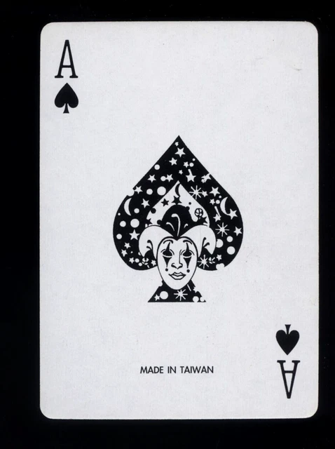 WIDE PLAYING CARD Retro Ace Spades Face Clown Joker Inside Costa Rica ...