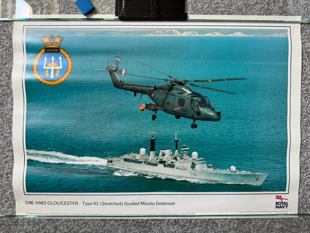 VINTAGE 1986 ROYAL Navy military recruitment poster - HMS Gloucester £ ...