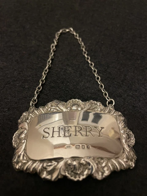 SILVER SHERRY DECANTER label rococo style Hallmarks For R&K London 1970 ...