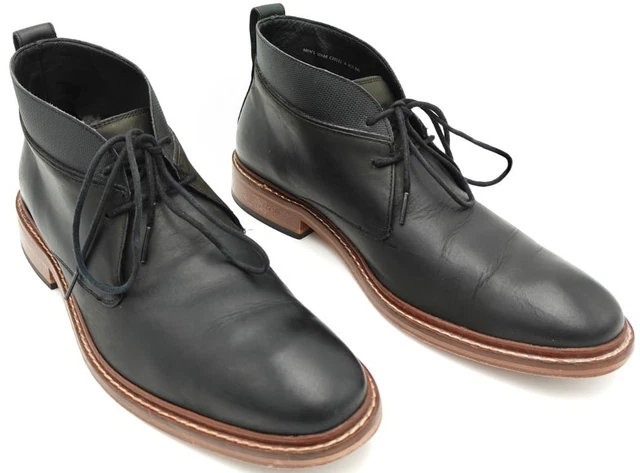 MEN'S COLE HAAN Ankle Chukka Boots Colton US 10.5 M Black Leather Lace ...