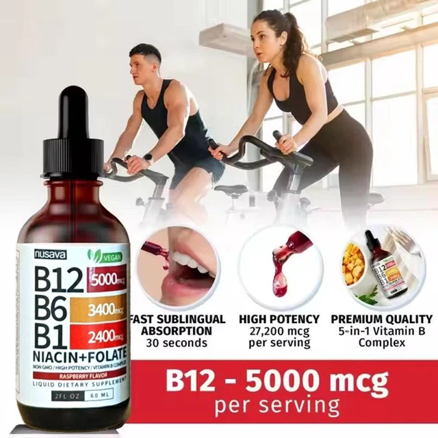 VITAMIN B12 AND B6 Liquid Drops, B12 Sublingual B Complex -B12 5000mcg 60ml S2I8 £5.11 - PicClick UK