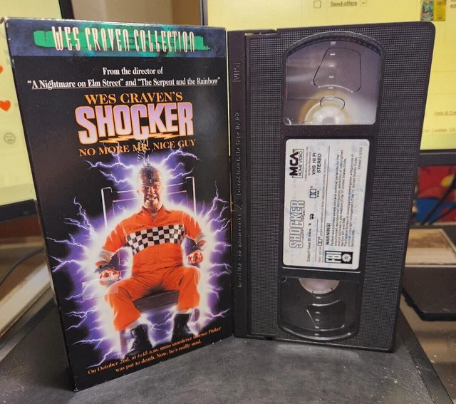 WES CRAVEN SHOCKER VHS tape 1999 release vintage horror cassette cult ...