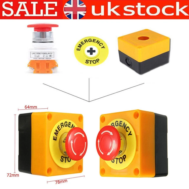 RED MUSHROOM CAP Emergency Stop Push Button Switch Station 10A 660V 1 ...
