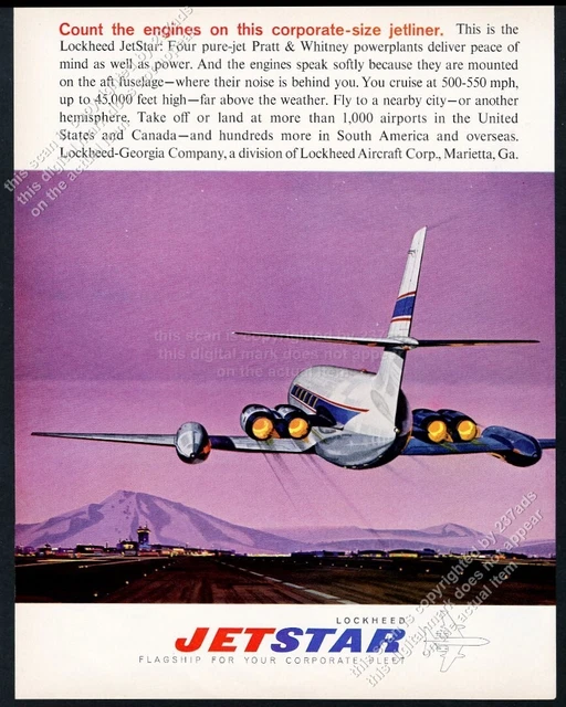 1961 LOCKHEED JETSTAR business jet plane art vintage print ad £6.26 ...