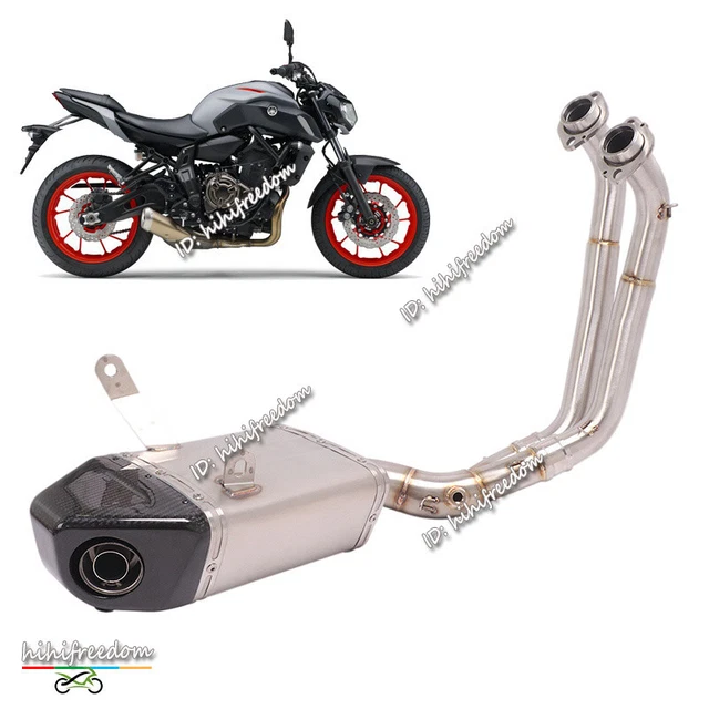 FOR YAMAHA MT-07 FZ07 Complete Exhaust System Carbon Tip Muffler Header ...