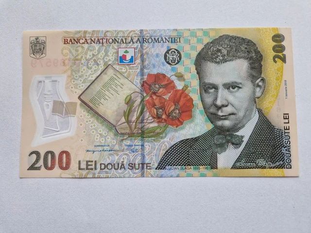 RUMÄNIEN ROMANIA 200 Lei Polymer Banknote 2018 Lucian Blaga EUR 50,00 ...