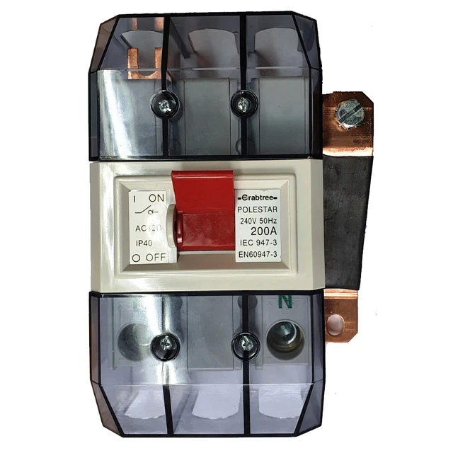 CRABTREE POLESTAR 200A Mains Neutral Switch Disconnector Circuit ...
