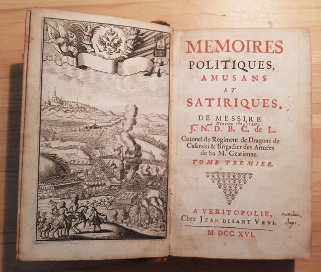 MESSIRE J.N.D.B.C., AMUSING and Satirical Political Memoirs, 1716 E.O ...