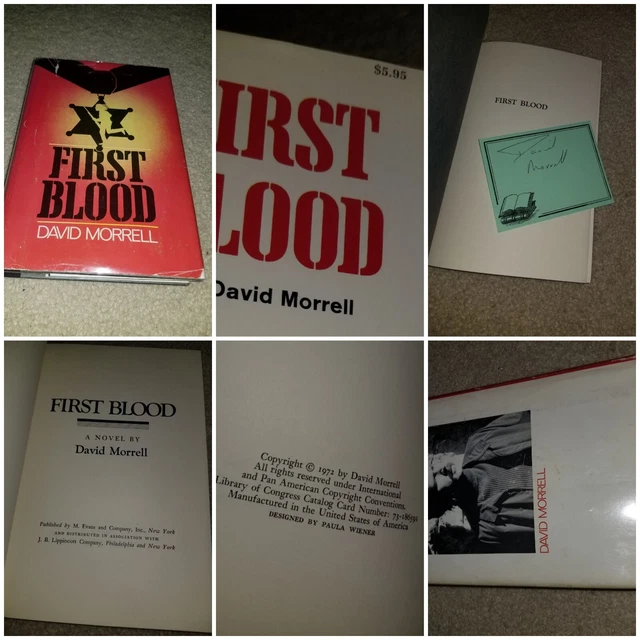 1A EDIZIONE 1A STAMPA First Blood di DAVID MORRELL FIRMATA BookPlate ...
