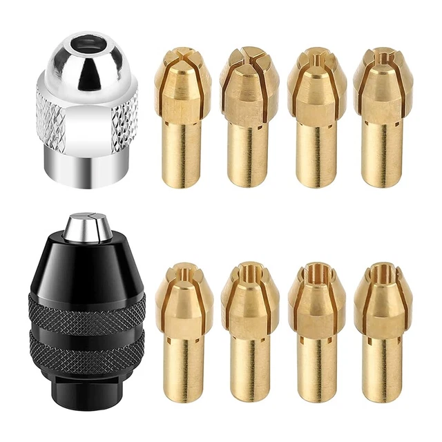 8PCS BRASS COLLET Set with Keyless Drill Chuck, Replacement 4485 Brass ...