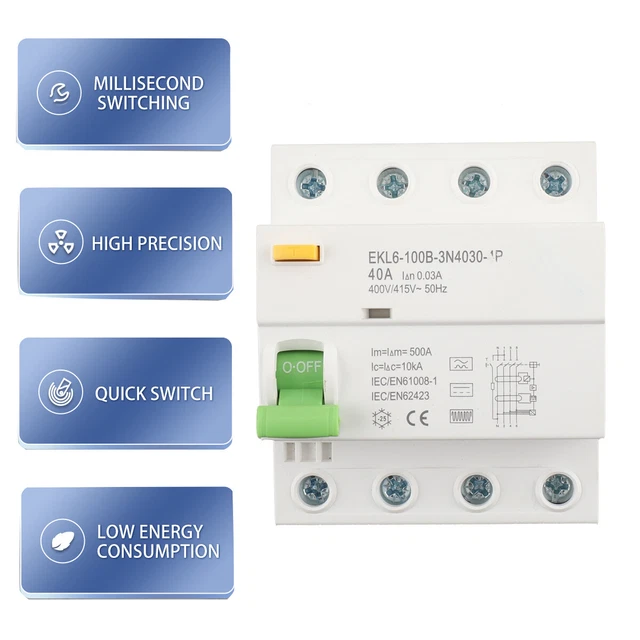 FI FEHLERSTROMSCHUTZSCHALTER RCD Typ B 40A Wallbox E-Auto ...