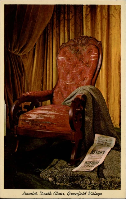 DEARBORN MICHIGAN GREENFIELD Village Lincoln's Death Chair ~ postcard ...